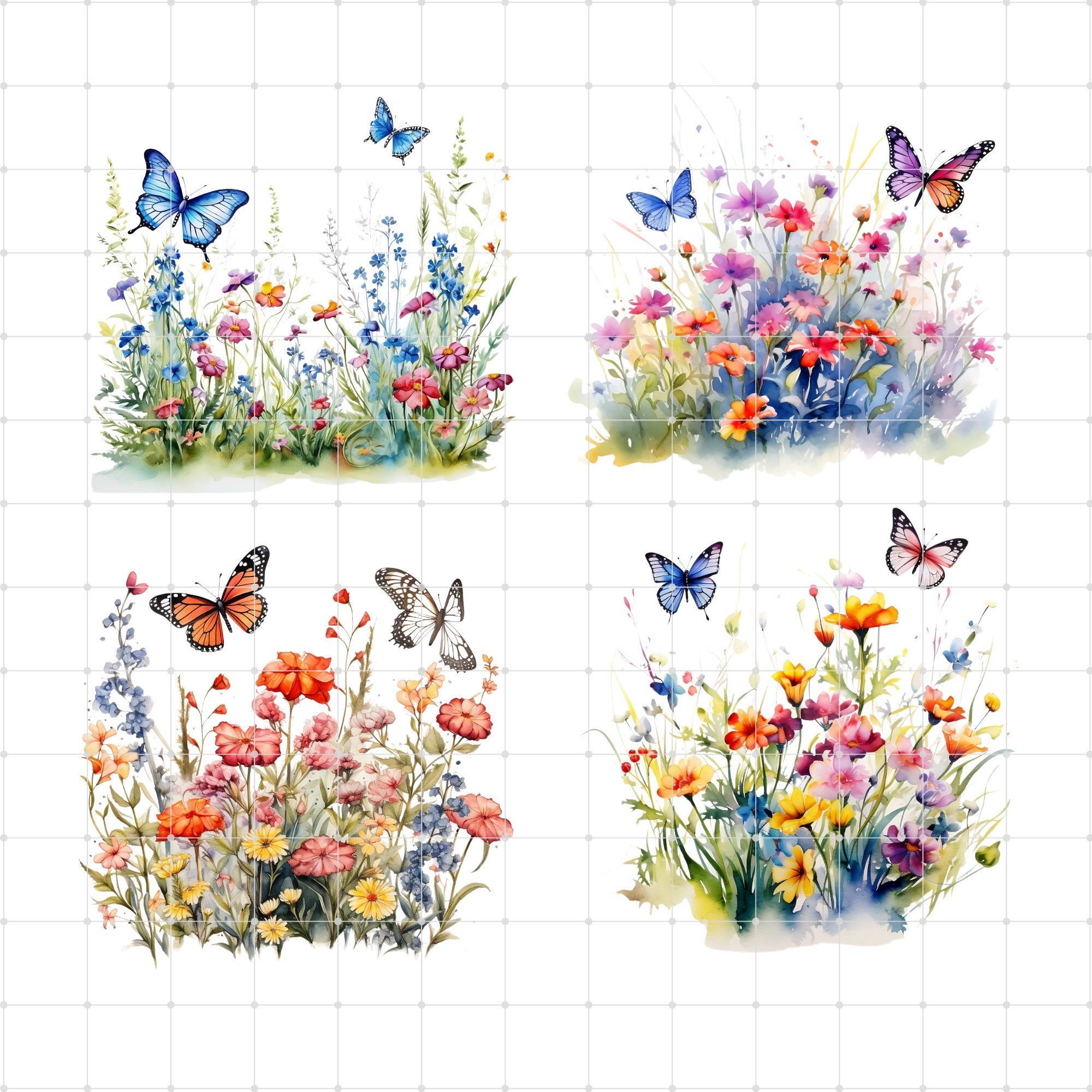 Colorful Flower Vol.2 Watercolor Clipart 12 PNG/300 Dpi Digital ...