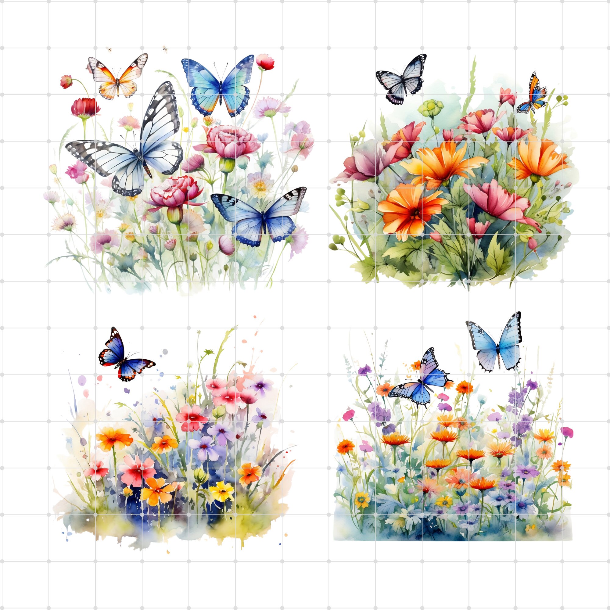 Colorful Flower Vol.2 Watercolor Clipart 12 PNG/300 Dpi Digital ...