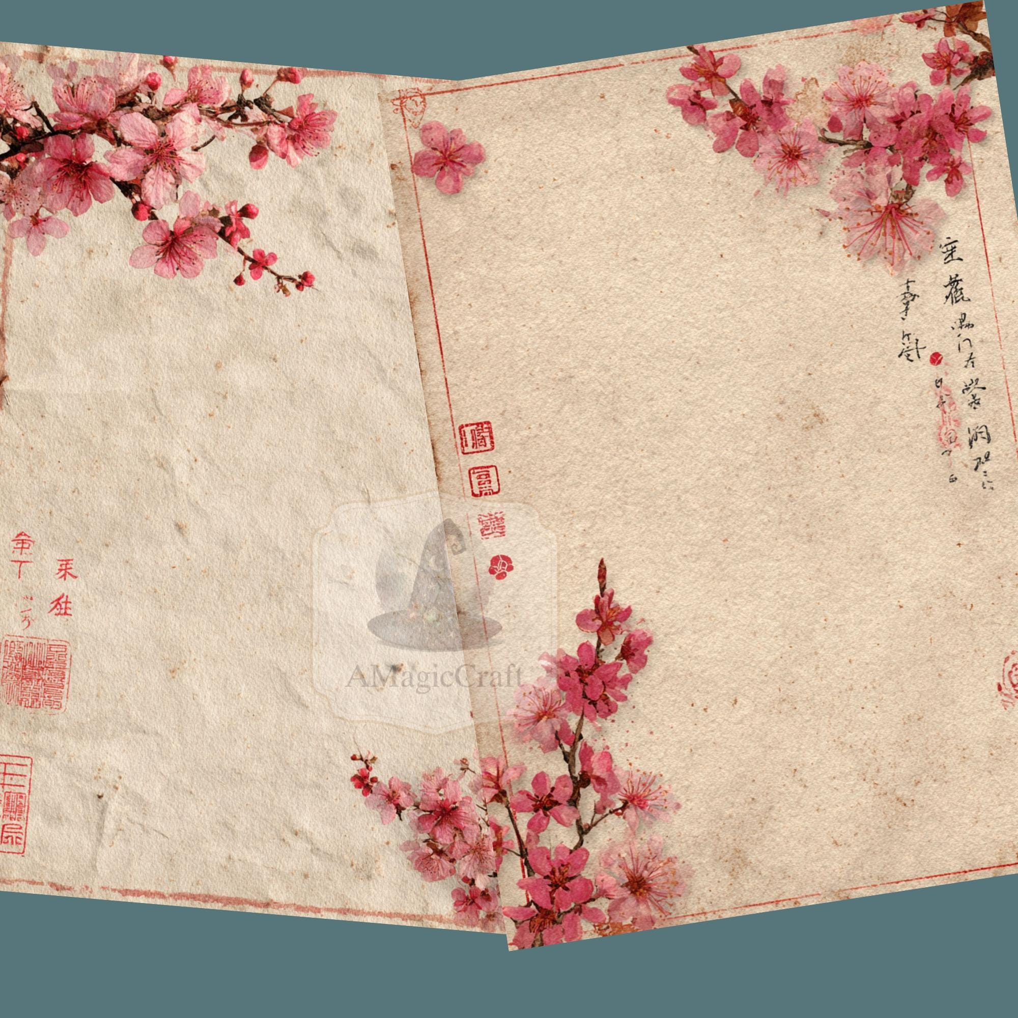 Asian Cherry Blossom Printable Papers (A4/US Letter/junk Journal Pages ...