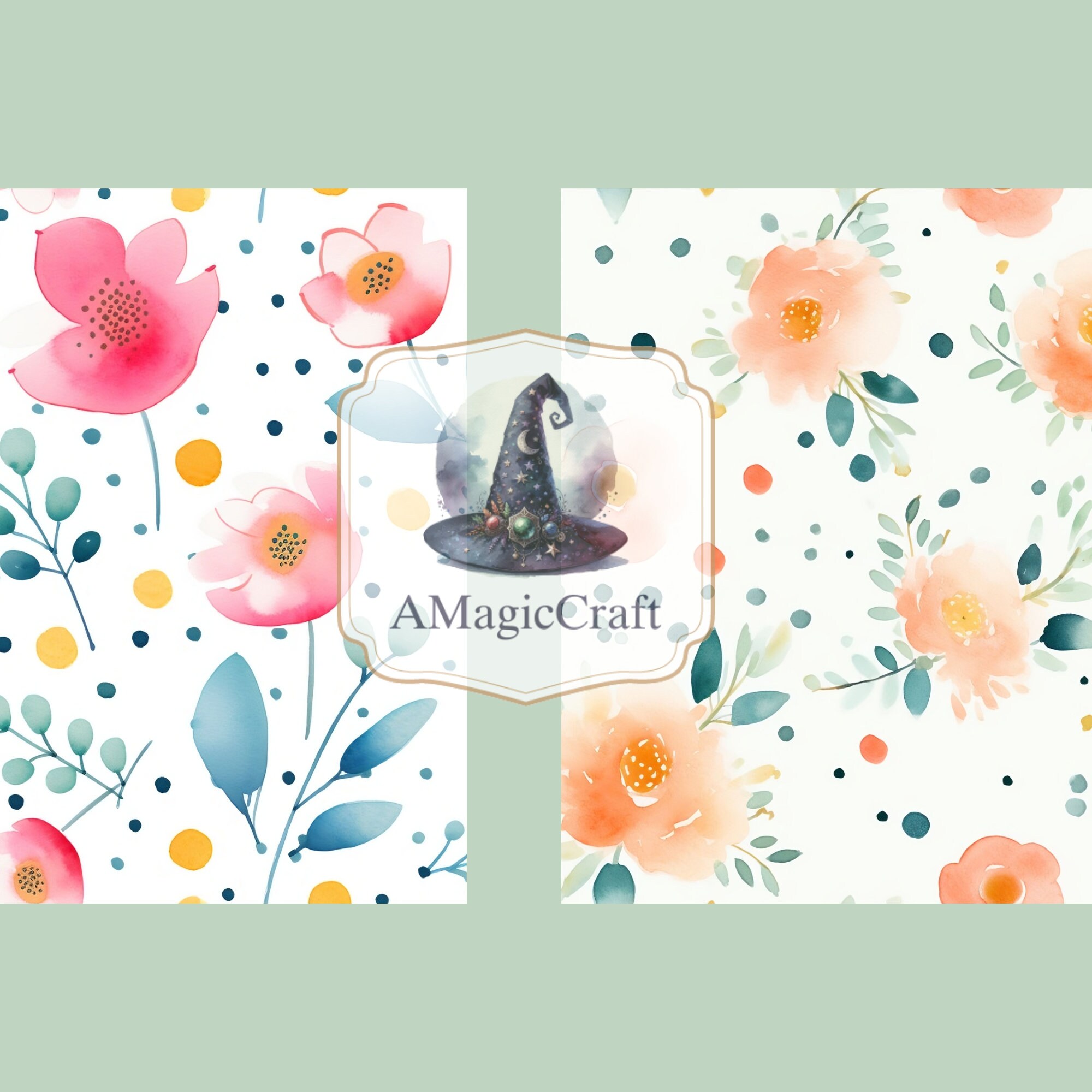 Simple Watercolor Flowers Digital Paper 12 JPG Images 12 Inches X 12 ...