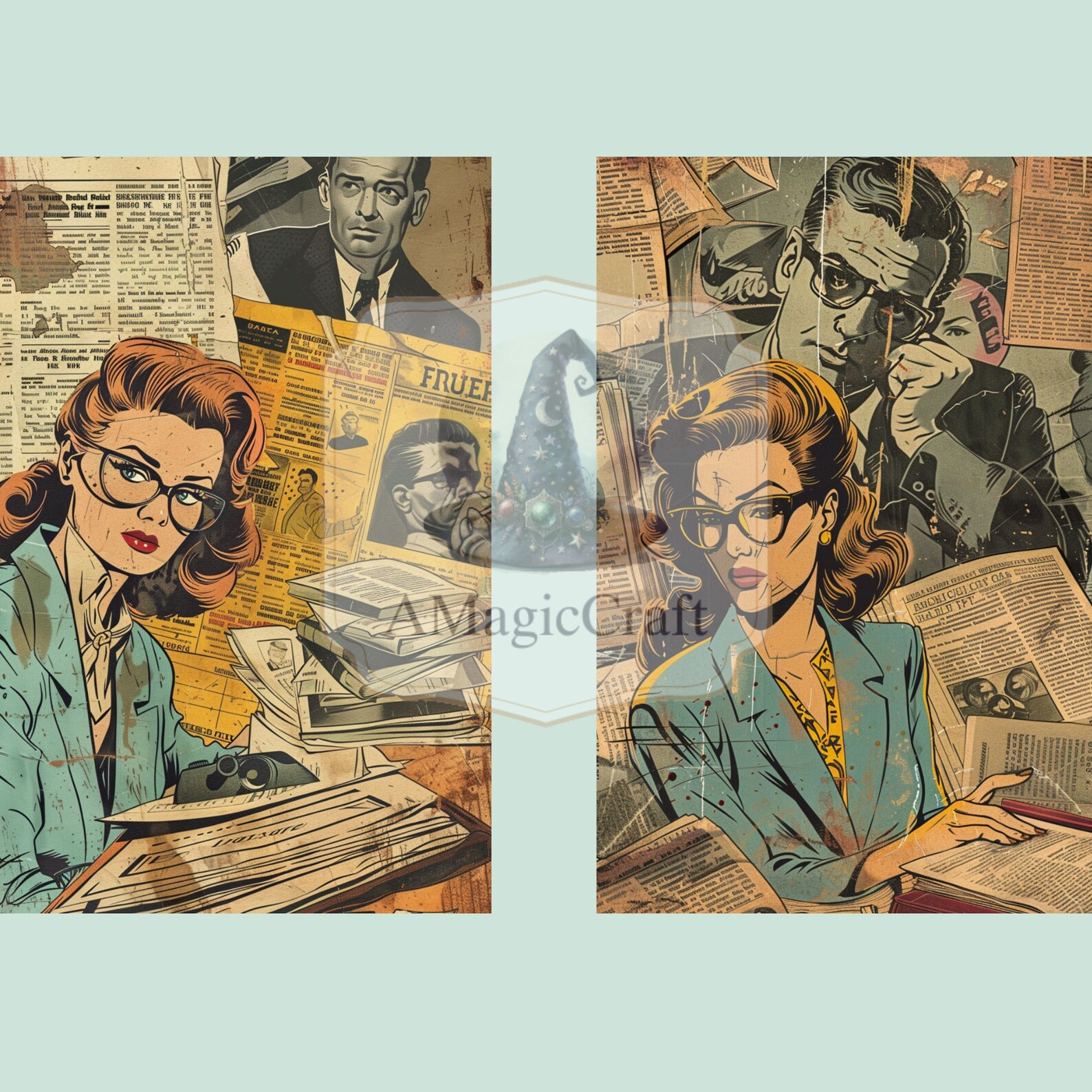 Printable Paper Retro Style Journalist 12 Page for You to Decorate Your ...