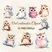 Cute Owl Watercolor Clipart 18 PNG/300 Dpi Digital Download - Etsy