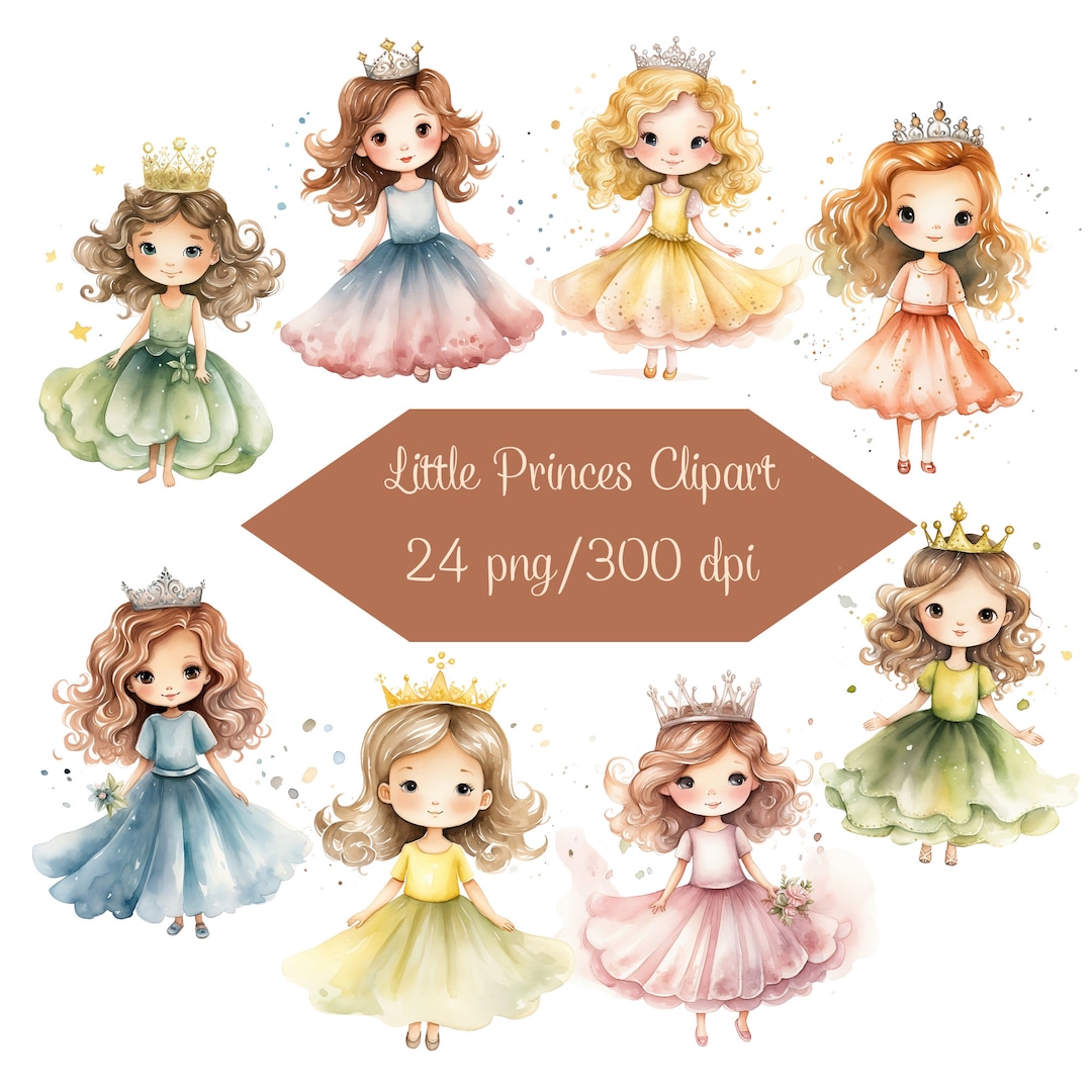 Pastel Princess Clipart: Watercolor PNG Images (digital Download) - Etsy