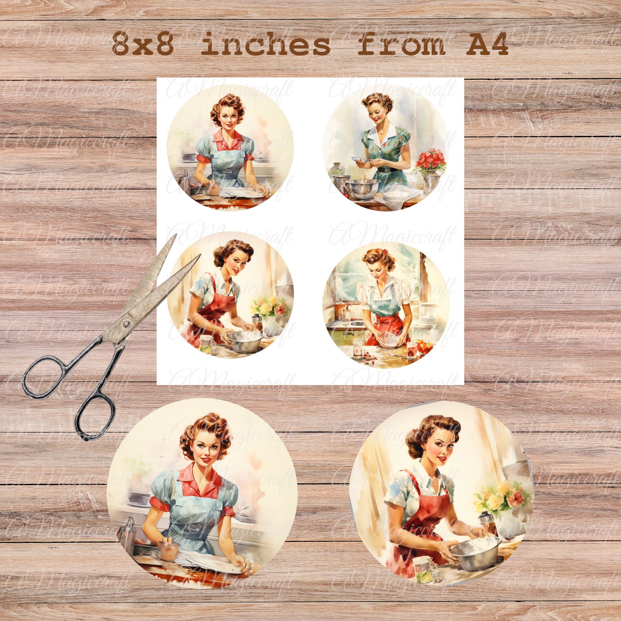 Vintage Housewife Kitchen Fussy Cuts: Junk Journal Ephemera (digital ...