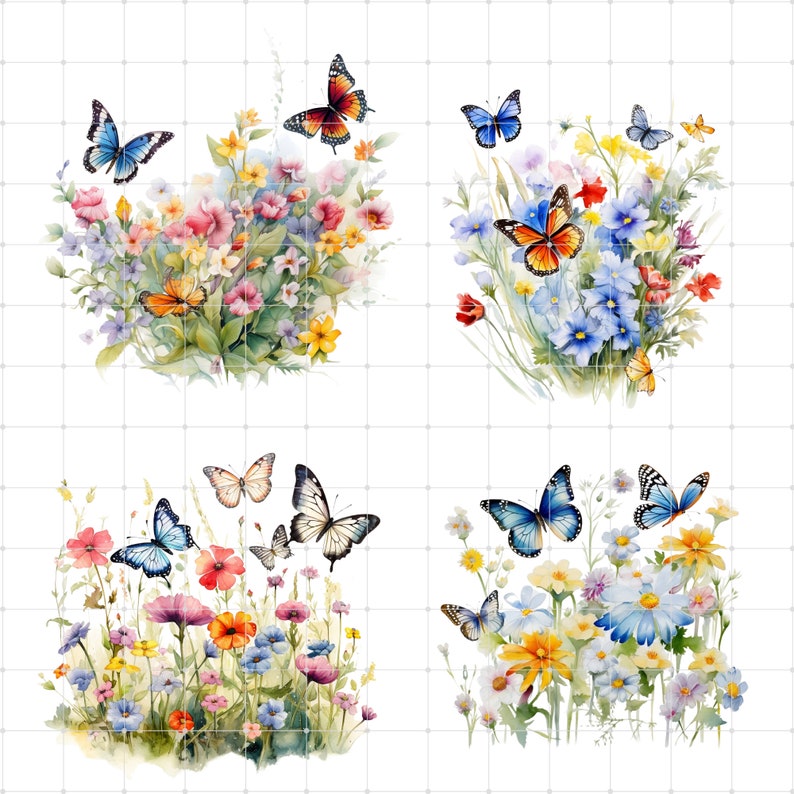 Colorful Flower Vol.2 Watercolor Clipart 12 PNG/300 Dpi Digital ...