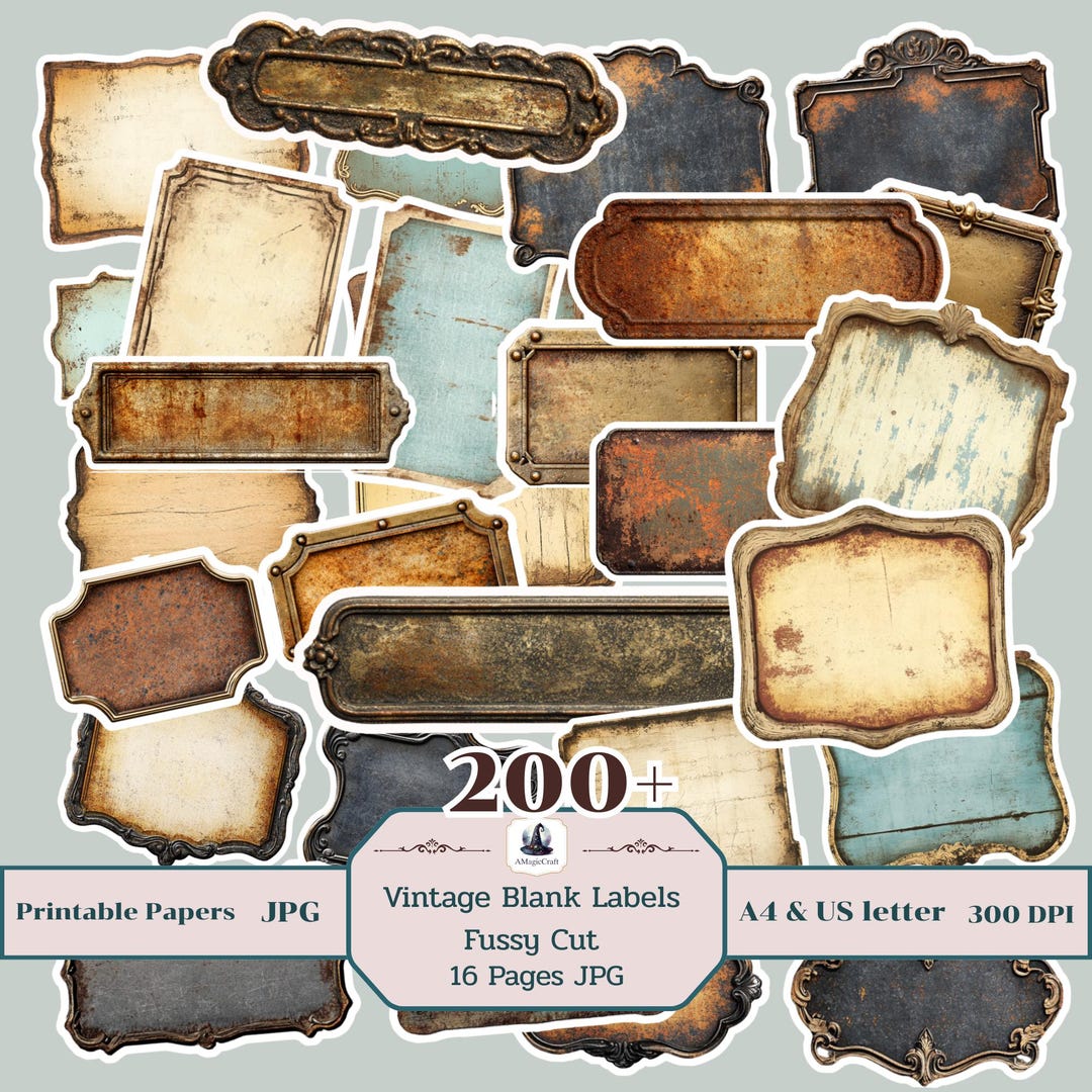 Vintage Blank Labels Fussy Cut Antique Write on Tags Ephemera Kit A4 ...