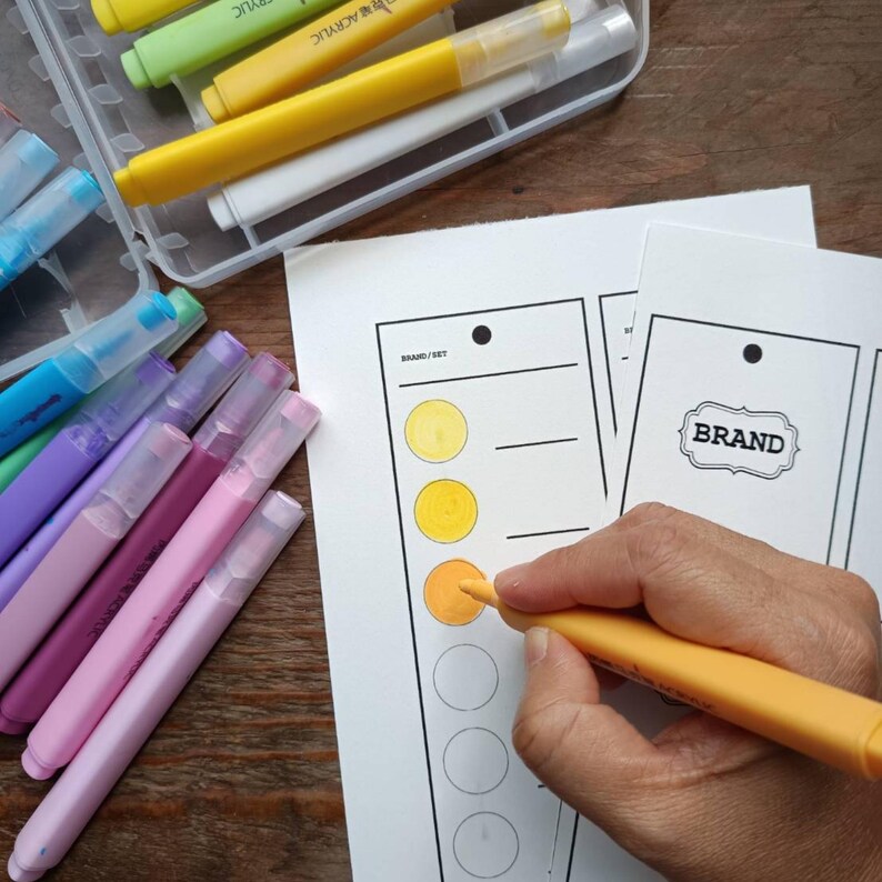 Printable Color Swatch Cards: Watercolor, Markers, Pens (PDF Digital ...