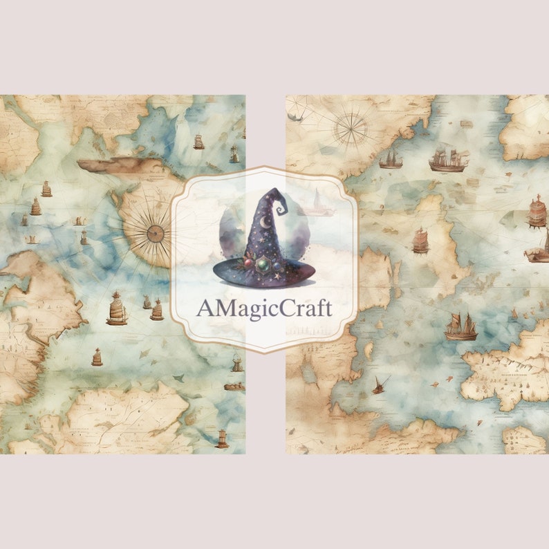 Seamless Ancient World Map Watercolor Digital Paper 12 JPG Images,paper ...