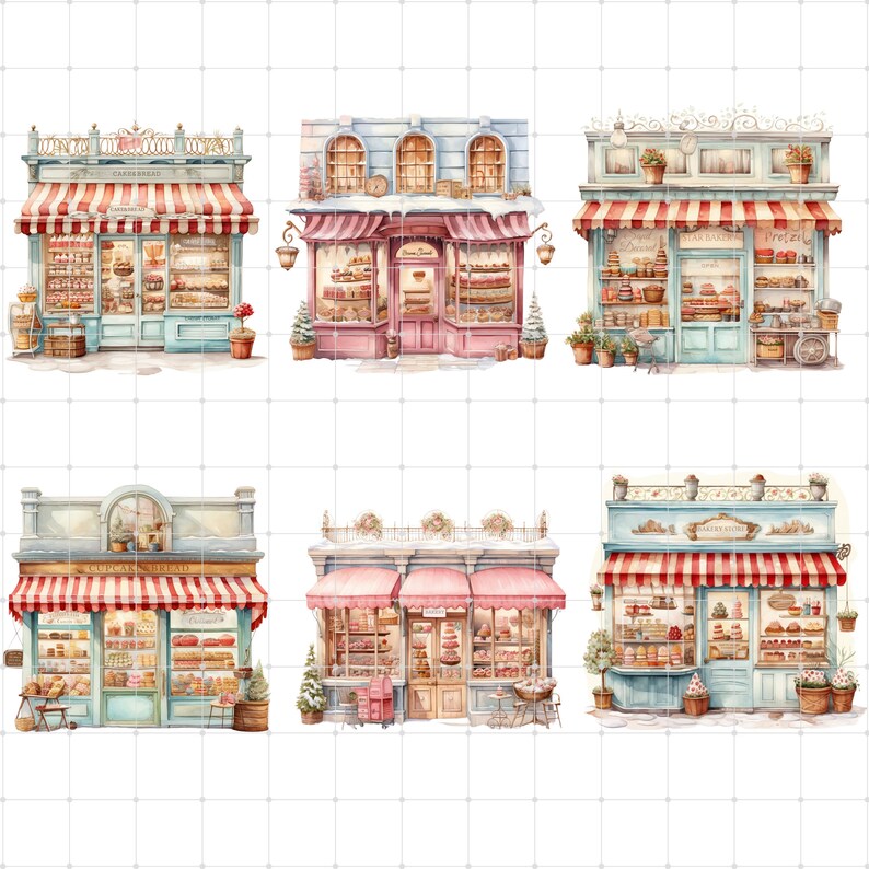Bakery Store Watercolor Clipart 12 PNG/300 Dpi Digital Download - Etsy