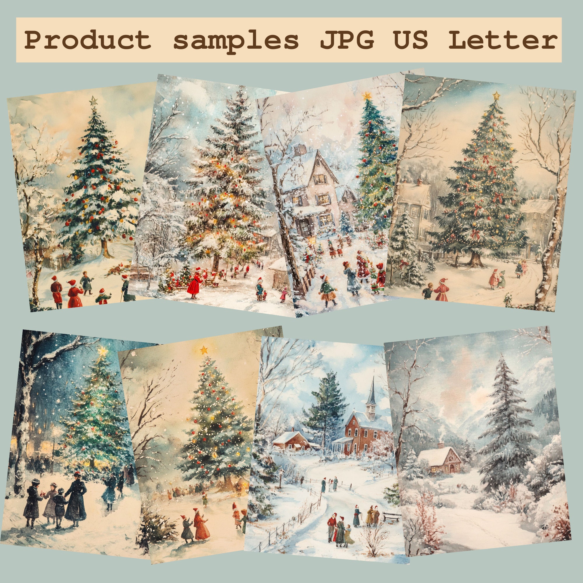 50 Christmas Scene Printable Paper 100 Page for You to Decorate Your ...