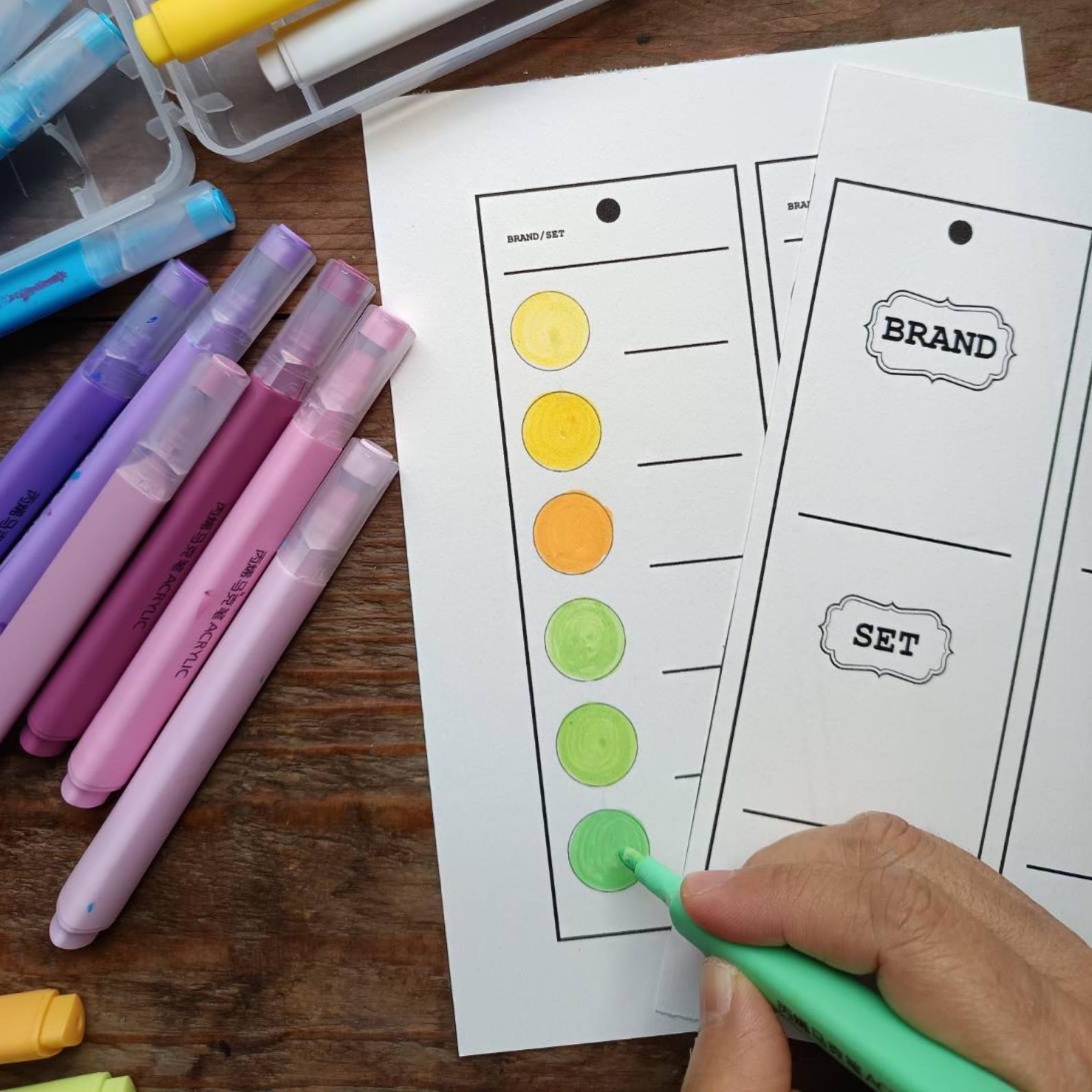 Printable Color Swatch Cards: Watercolor, Markers, Pens (PDF Digital ...