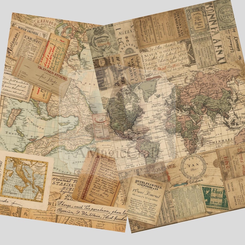 Kit di diario Vintage Wanderlust con mappa del mondo, 24 pagine (kit di ...