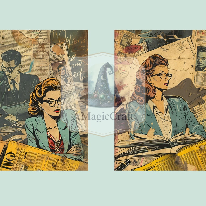 Printable Paper Retro Style Journalist 12 Page for You to Decorate Your ...