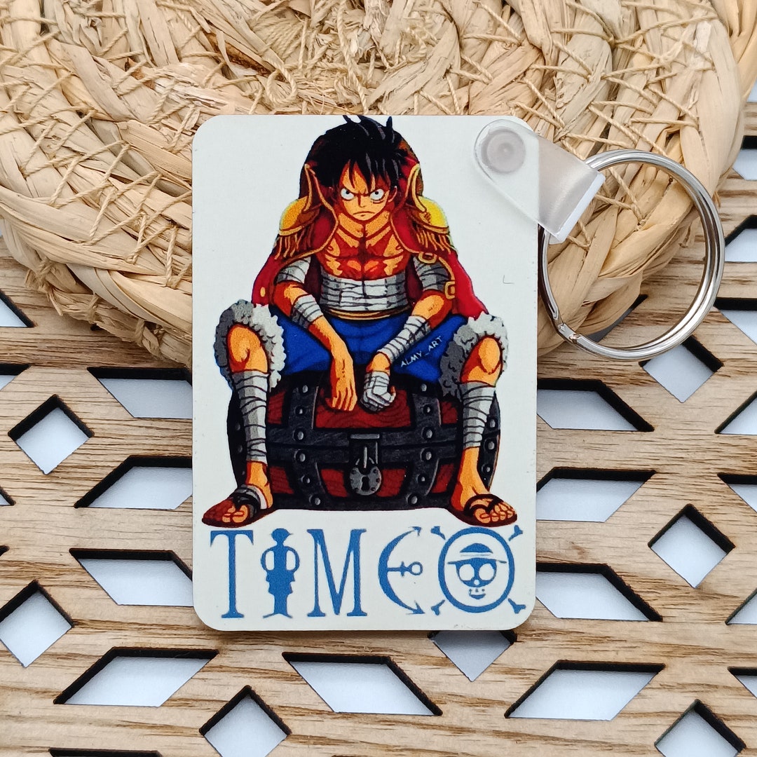 Luffy One Piece Key Ring Personalized First Name Rectangle Wooden Model ...