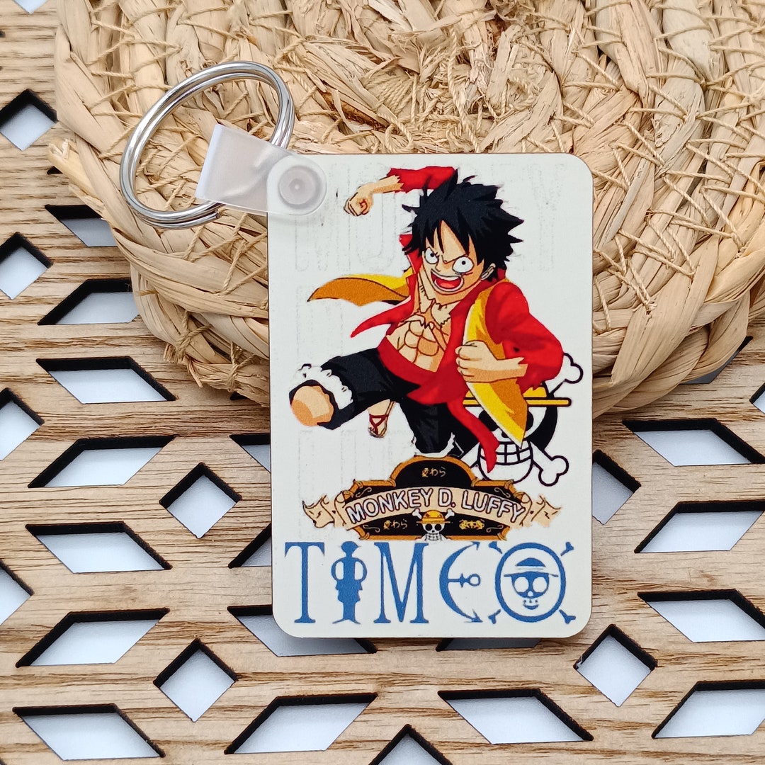 Luffy One Piece Key Ring Personalized First Name Rectangle Wooden Model ...