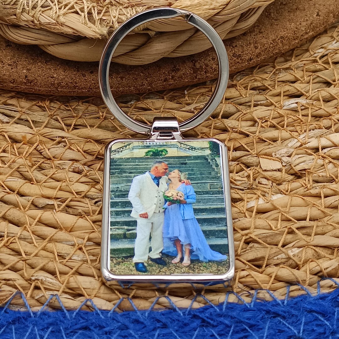 Personalized Rectangular Key Ring With Photo in Steel - Etsy