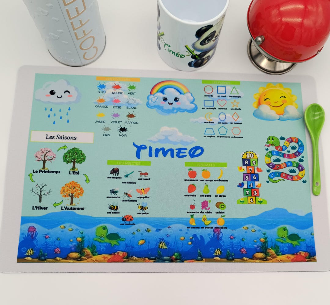 Personalized Playful Placemat Kindergarten CP, Children's Placemat ...