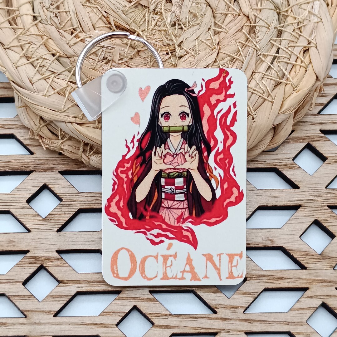 Nezuko Demon Slayers Personalized First Name Key Ring, Rectangular ...