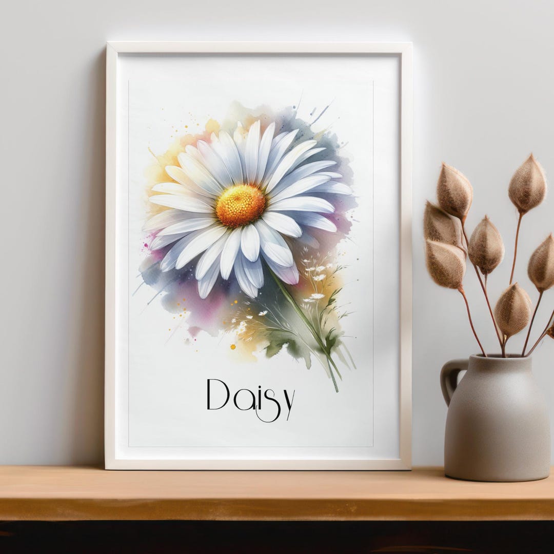 April Birth Flower Wall Art, Daisy Poster Print, Gift for Birthday or ...