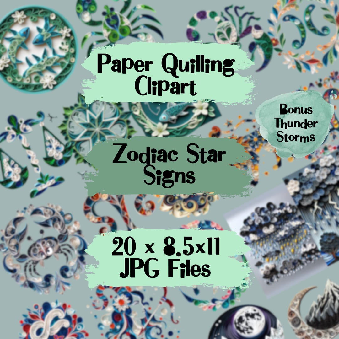 20 Paper Quilling Stunning Zodiac Starsign Clipart Designs, Journaling ...