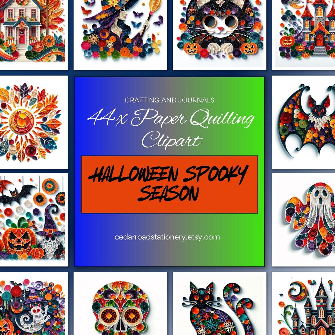Halloween Paper Quilling Clipart: 44 Spooky Designs (digital Download ...