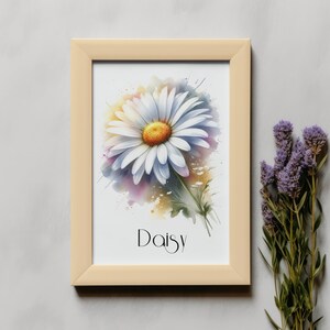 April Birth Flower Wall Art, Daisy Poster Print, Gift for Birthday or ...