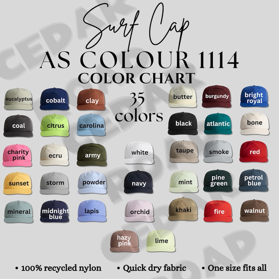Surf Cap Color Chart, AS Colour 1114, Digital Download Mockup, All 35 ...