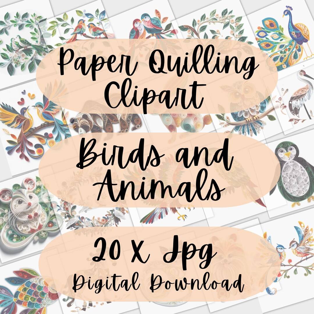 Paper Quilling Bird & Animal Clipart: Scrapbooking Designs (digital ...