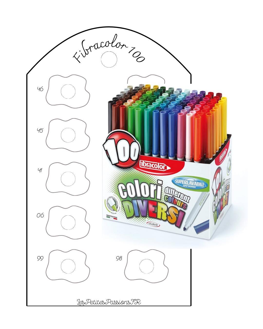 Fibracolor 100 Color Chart - Water-based Markers - Blank Digital PDF to ...