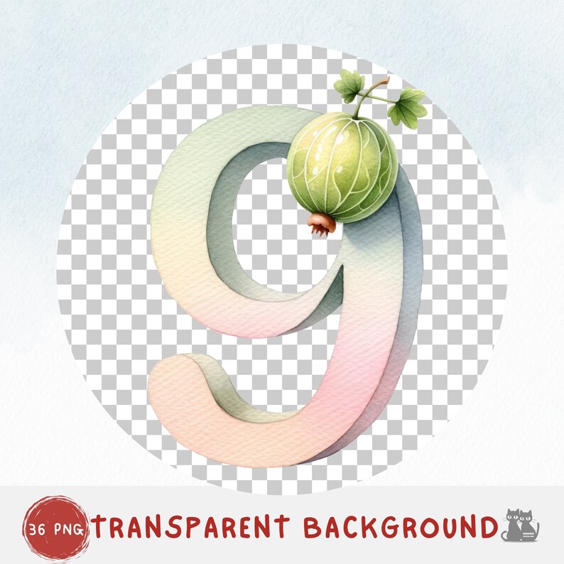 Watercolor Alphabet & Number Fruits Clip Art, PNG Transparent ...