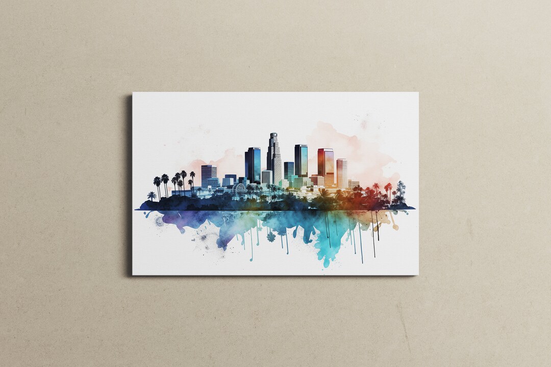 Matte Canvas Los Angeles Skyline Wall Art - Etsy