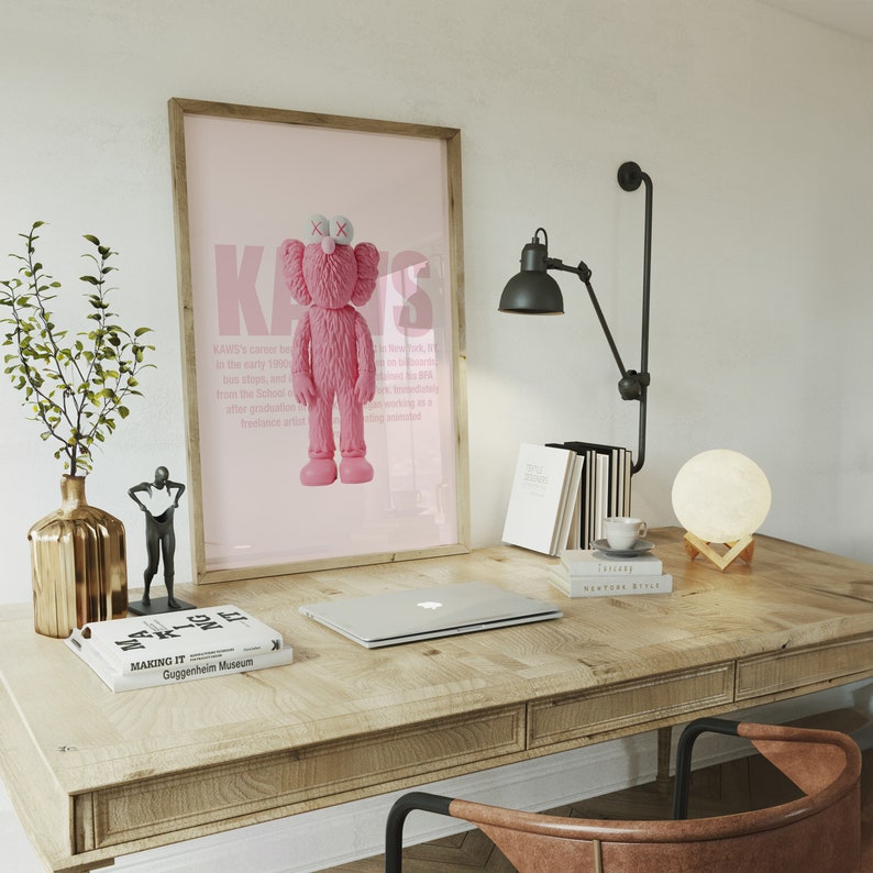 Hypebeast Pink Kaws Poster Set of 3, Hypebeast Room Decor, Minimalist ...