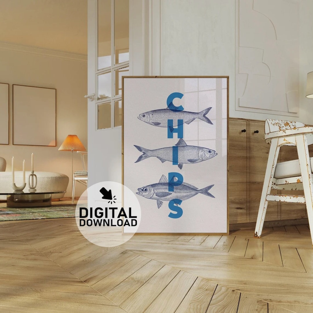 British Seaside Fish and Chips Kitchen Art, Perfect Gift for Food ...