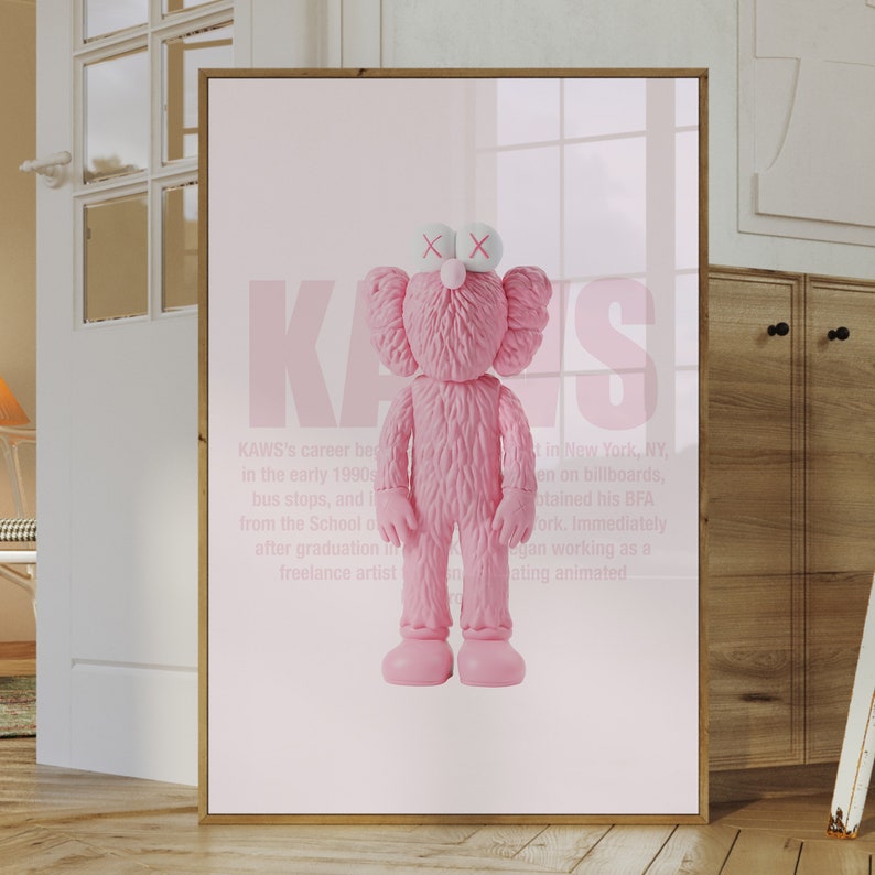 Hypebeast Pink Kaws Poster Set of 3, Hypebeast Room Decor, Minimalist ...