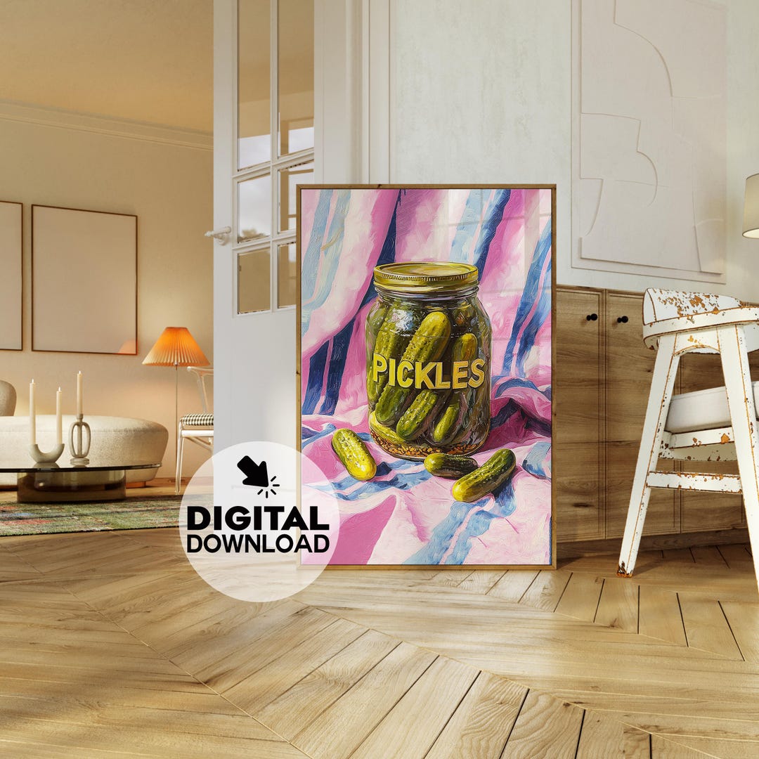 Pickle Art, Quirky Wall Art, Pickle Wall Art, Quirky Food Art, Kitchen ...