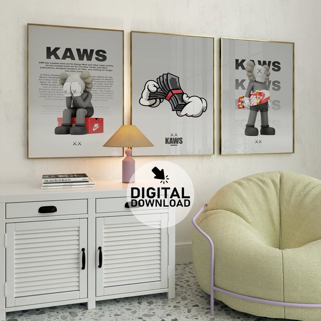 Hypebeast Money Kaws Poster Set of 3,hypebeast Room Decor, Minimalist ...