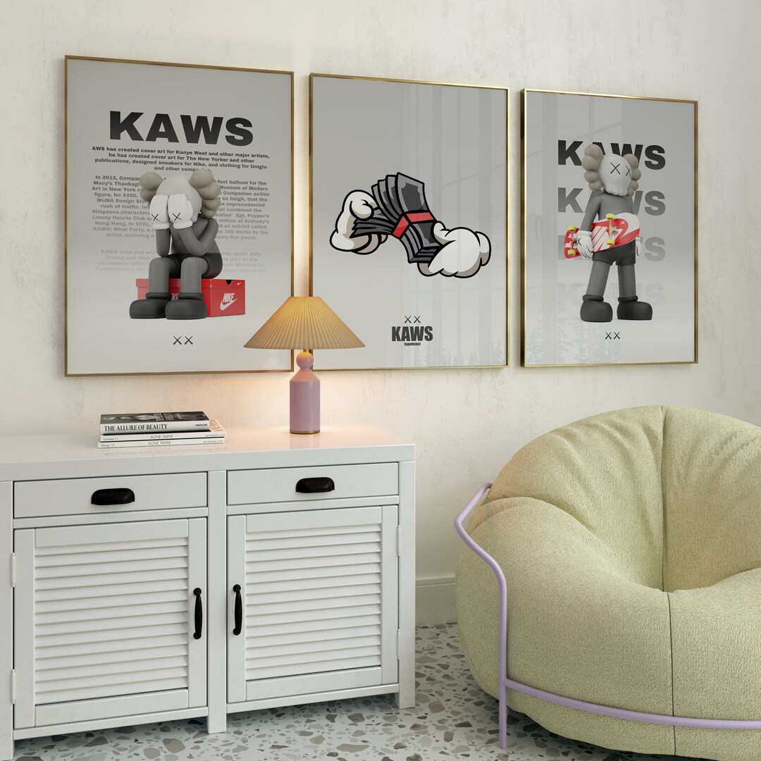 Hypebeast Money Kaws Poster Set of 3,hypebeast Room Decor, Minimalist ...