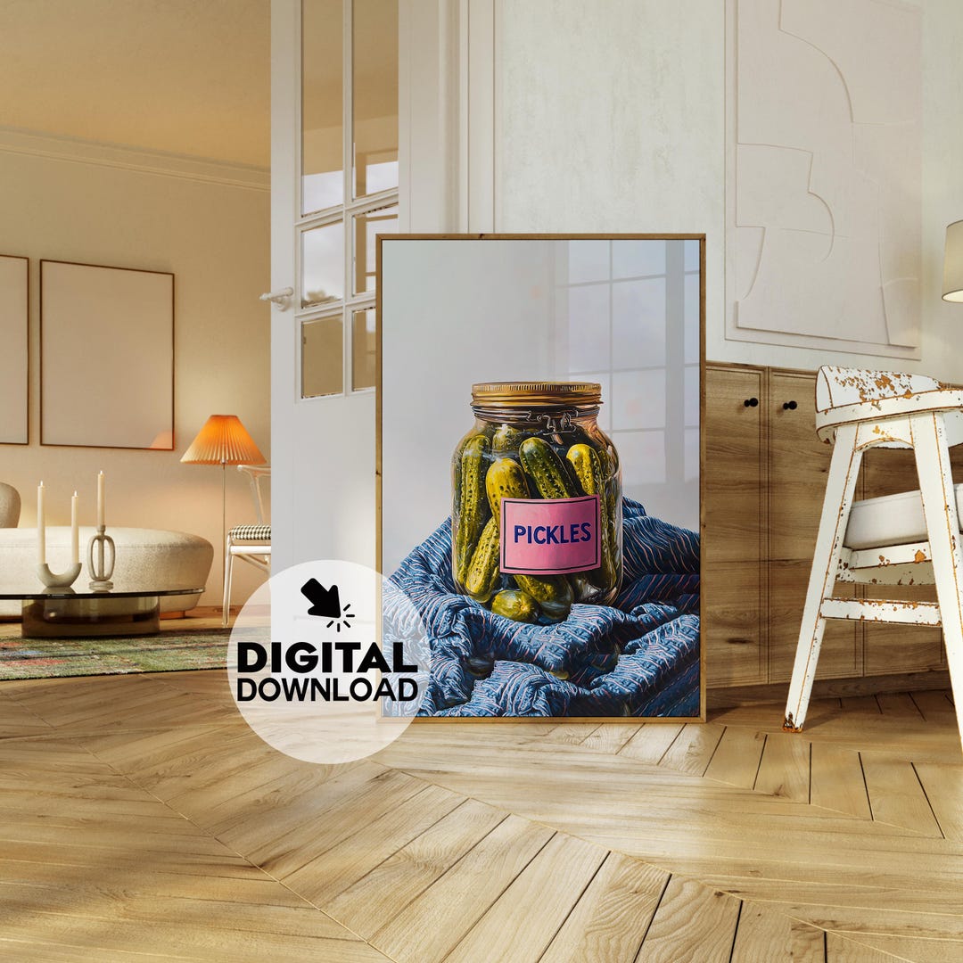 Pickle Art - Quirky Wall Art Print, Kitchen Decor, North Carolina Food ...