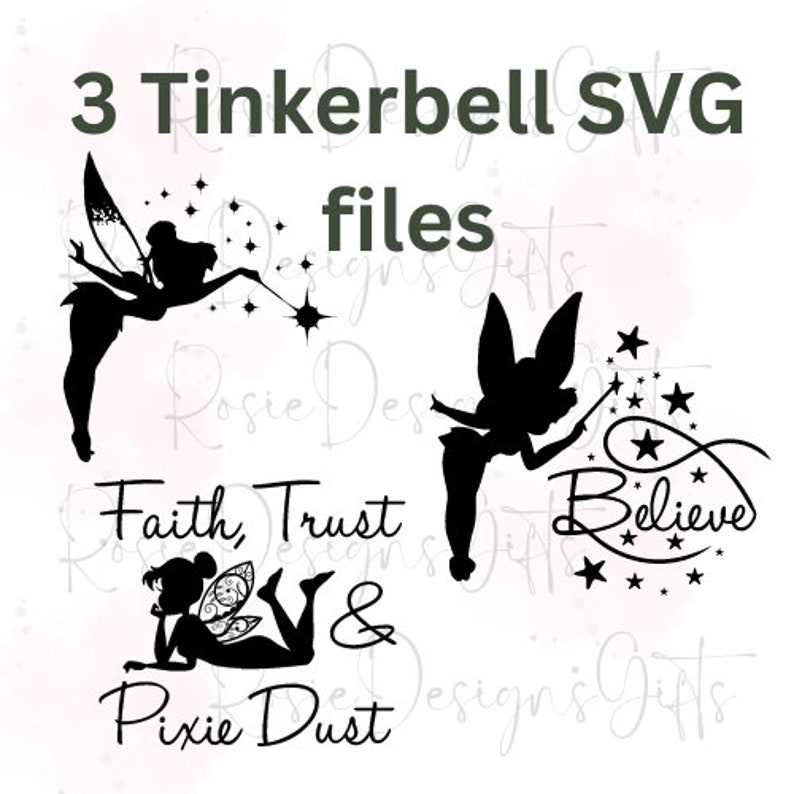 3 Tinkerbell SVG Digital Cut File Believe Pixie Dust Instant Download ...