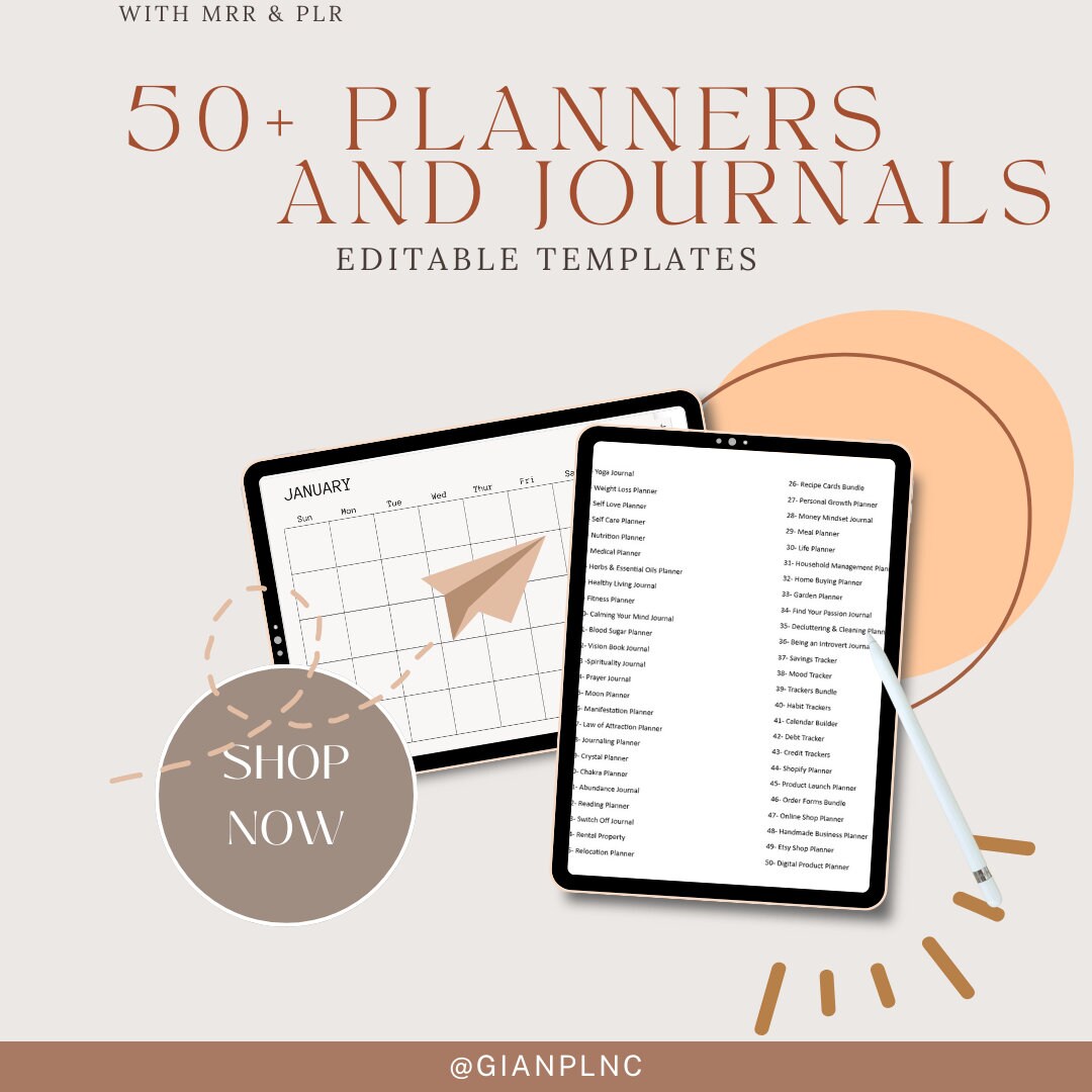 50+ Planner and Journals Canva Template With MRR and PLR - Etsy