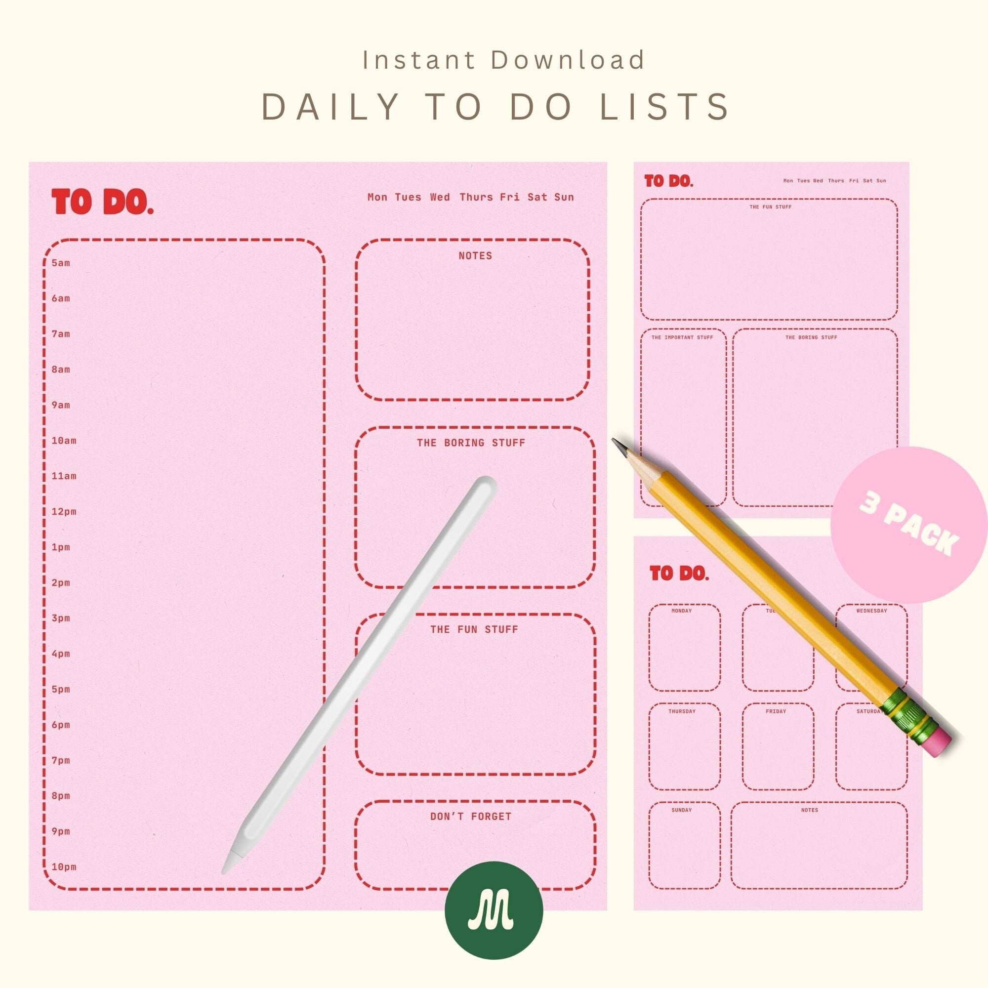 Weekly to Do List Printable, Pink to Do Lists, Weekly Task List ...