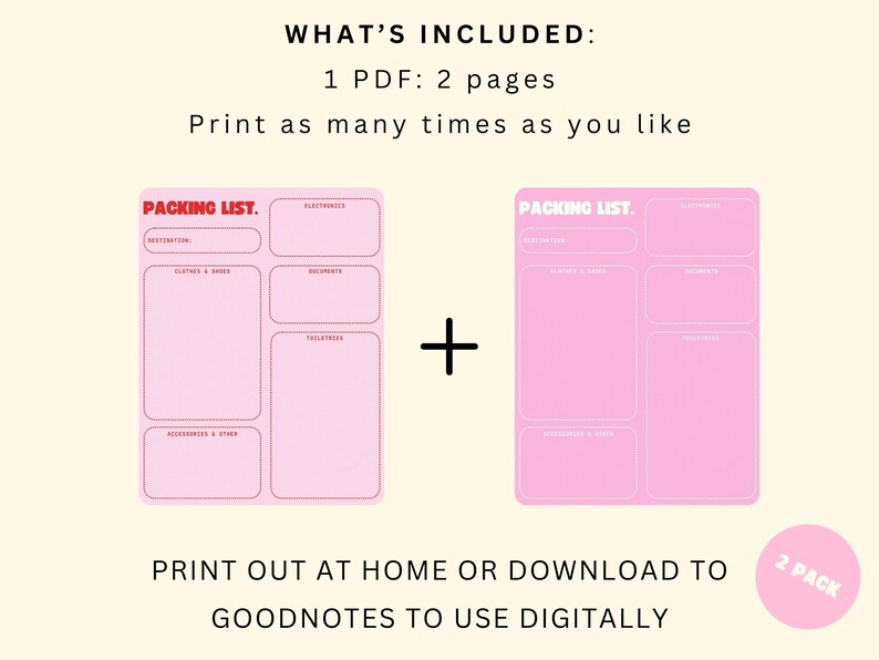 Packing List, Packing Check List, Digital Download, Instant Download ...