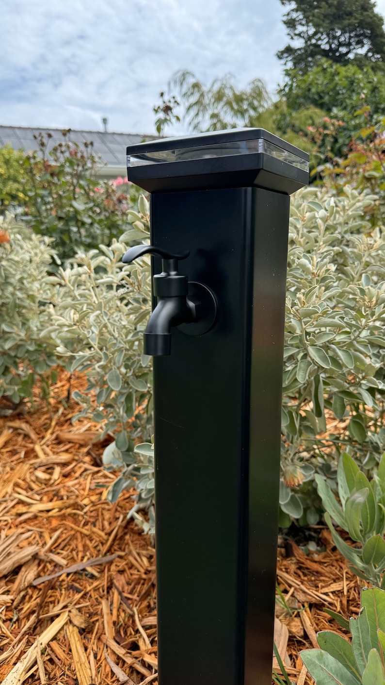 Garden Tap Cover- With LED Solar Light & Black Tap - Etsy Australia