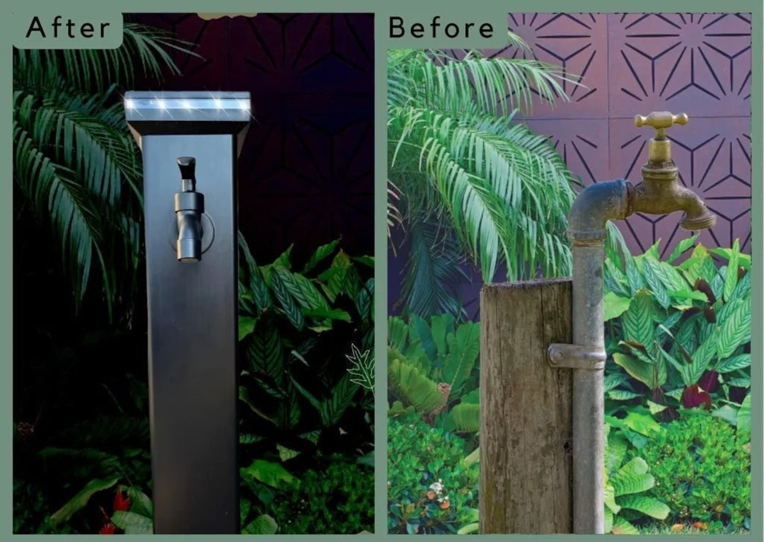 Garden Tap Cover- With LED Solar Light & Black Tap - Etsy Australia