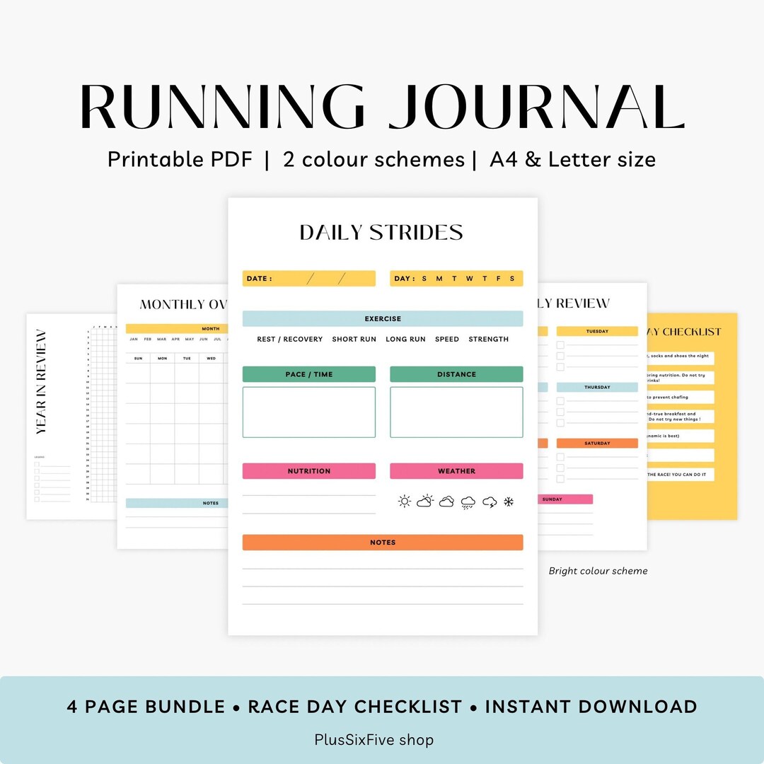 Printable Running Journal 2024, Running Tracker, Planner, Running Log ...