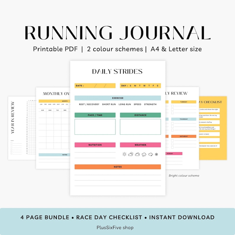 Printable Running Journal 2024, Running Tracker, Planner, Running Log ...