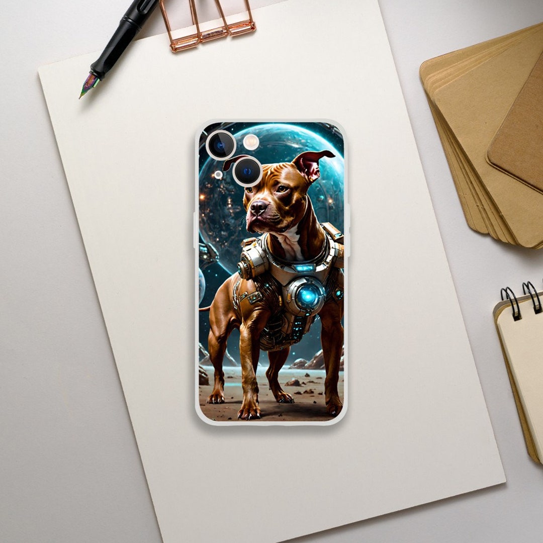 Brown Space Pitbull Staffy Flexi Phone Case for iPhone and Samsung ...