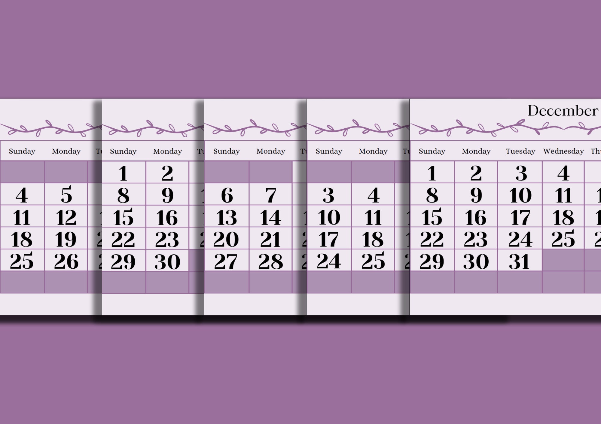 2024 Aesthetic Digital Calendar - Purple - Etsy