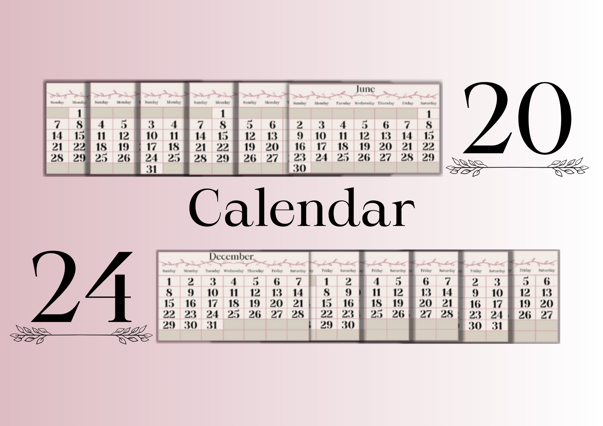2024 Aesthetic Digital Calendar - Pink - Etsy