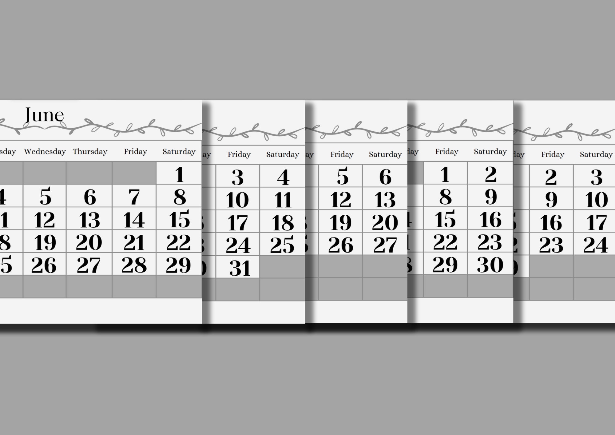 2024 Aesthetic Digital Calendar - Grey - Etsy